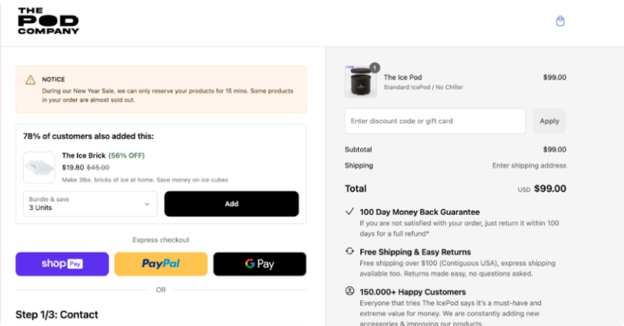 The Pod Company Checkout – Aftersell Demo Store